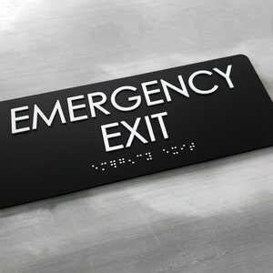 Emergency Exit Door Sign. ADA Compliant Exit Signs. Custom ADA Signs ...