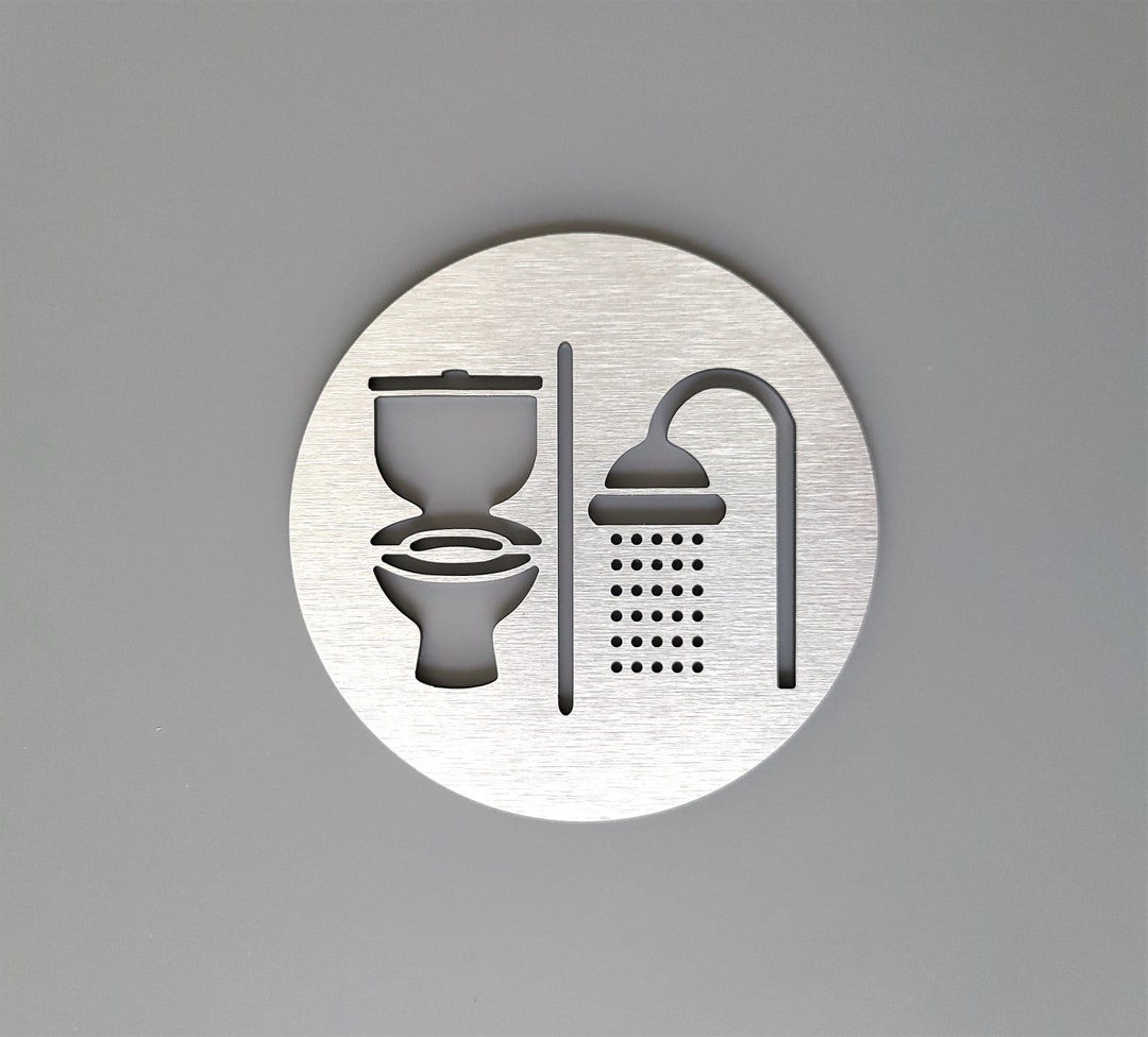 Restroom and Shower Sign With Symbols. Door Sign for Shower Room ...