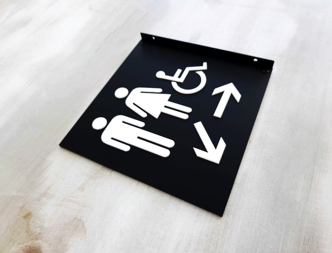 Directional Restroom Sign for Perpendicular Mounting. Corridor Signs ...