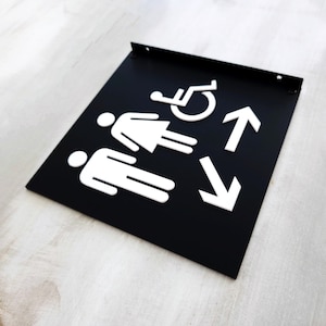 Directional Restroom Sign for Perpendicular Mounting. Corridor Signs ...