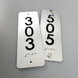 Custom Vertical ADA Room Number Signs. Tactile Grade 2 Braille Door ...