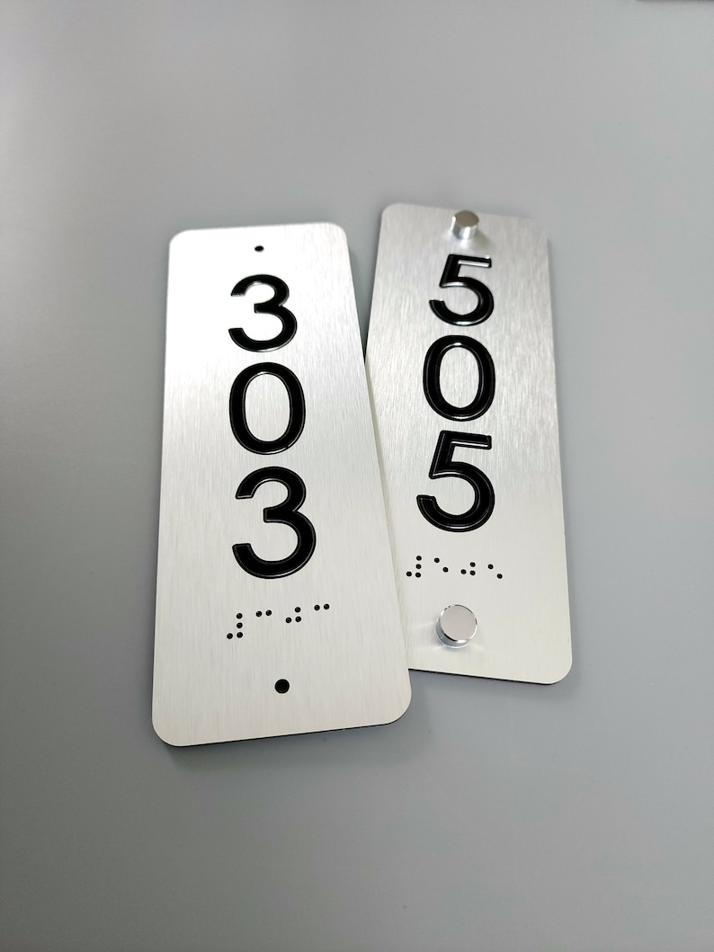 Custom Vertical ADA Room Number Signs. Tactile Grade 2 Braille Door ...