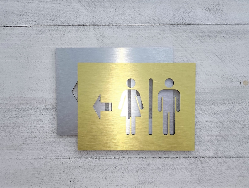 Directional Bathroom Signs. Restroom Sign With Arrow. Bathroom ...