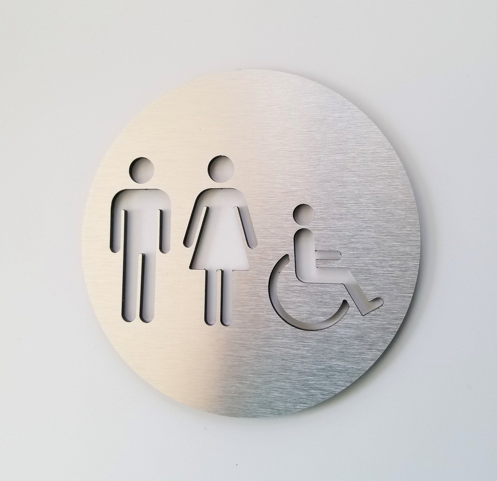 Silver Bathroom Sign. All Gender Restroom Sign. Unisex Toilet. Modern ...