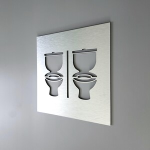 Restroom Sign With 2 Toilet Symbols. Square Bathroom Signs. Unisex. All ...