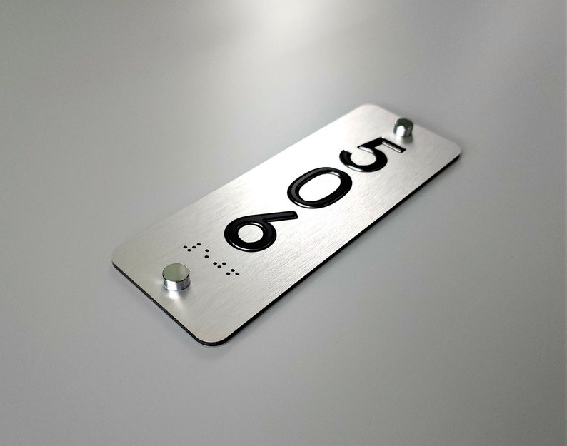 Custom Vertical ADA Room Number Signs. Tactile Grade 2 Braille Door ...