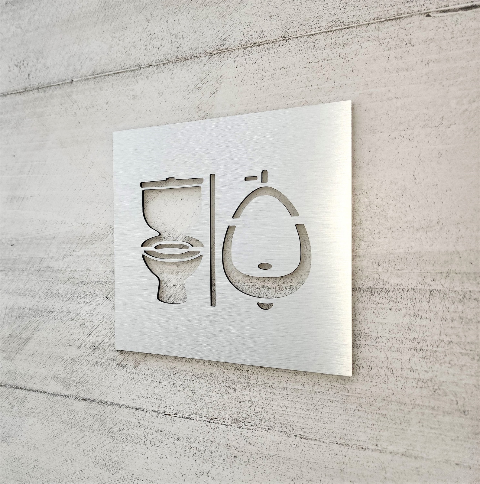 Bathroom Sign With Toilet and Urinal Symbols. All Gender Restroom Signs ...