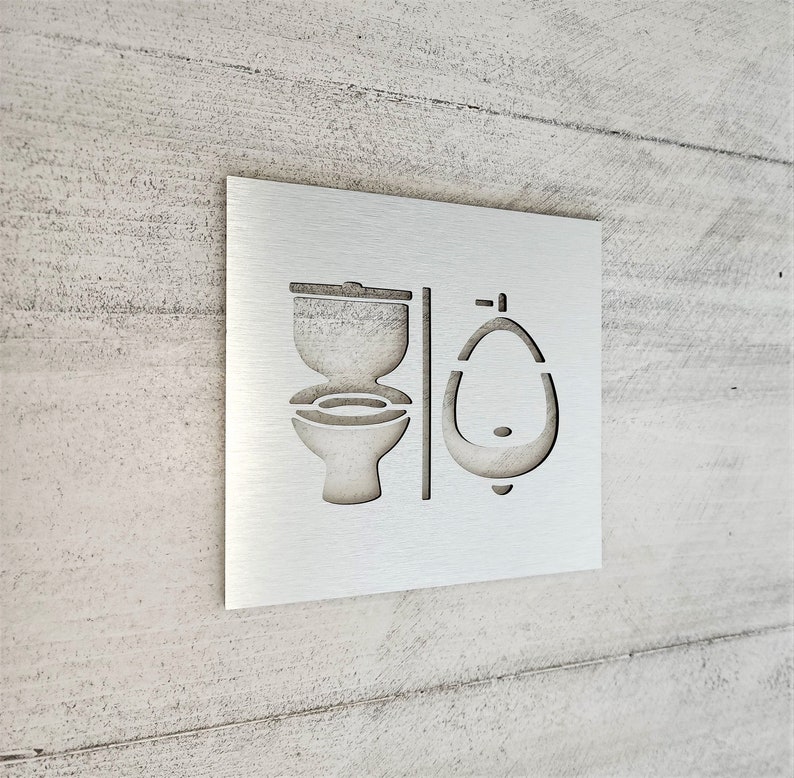 Bathroom Sign With Toilet and Urinal Symbols. All Gender Restroom Signs ...