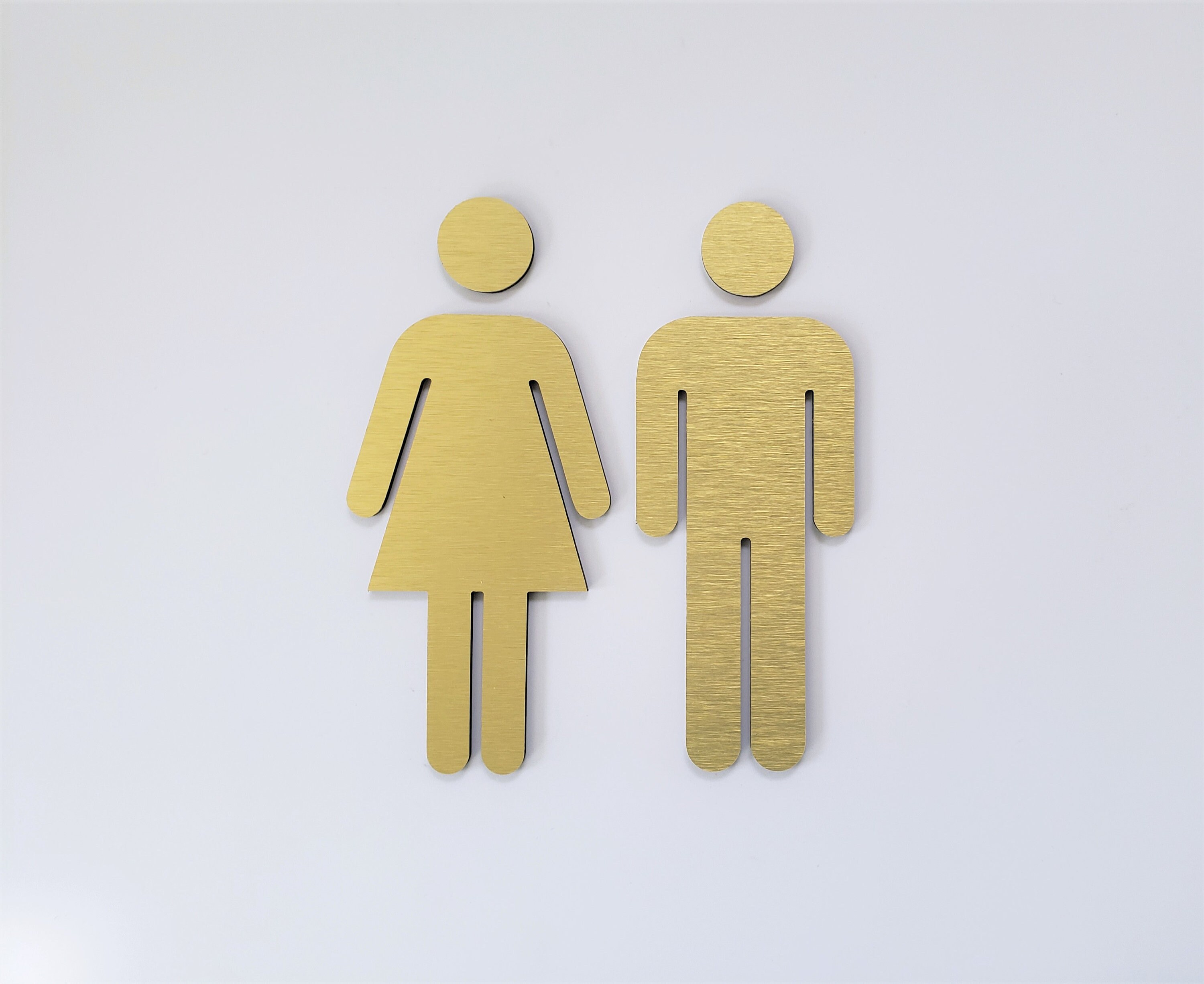 Male Female bathroom figures - set of 2. Restroom door sign. Metal ...