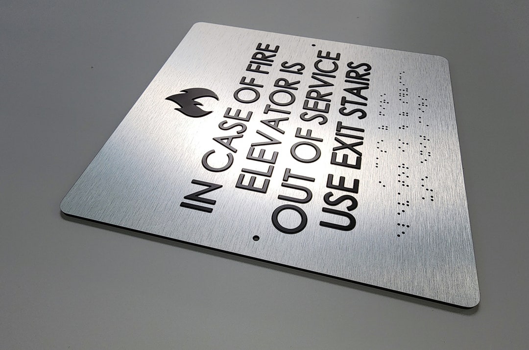 In Case of Fire Use Stairs ADA Sign. Fire Emergency Signs. Elevator ...