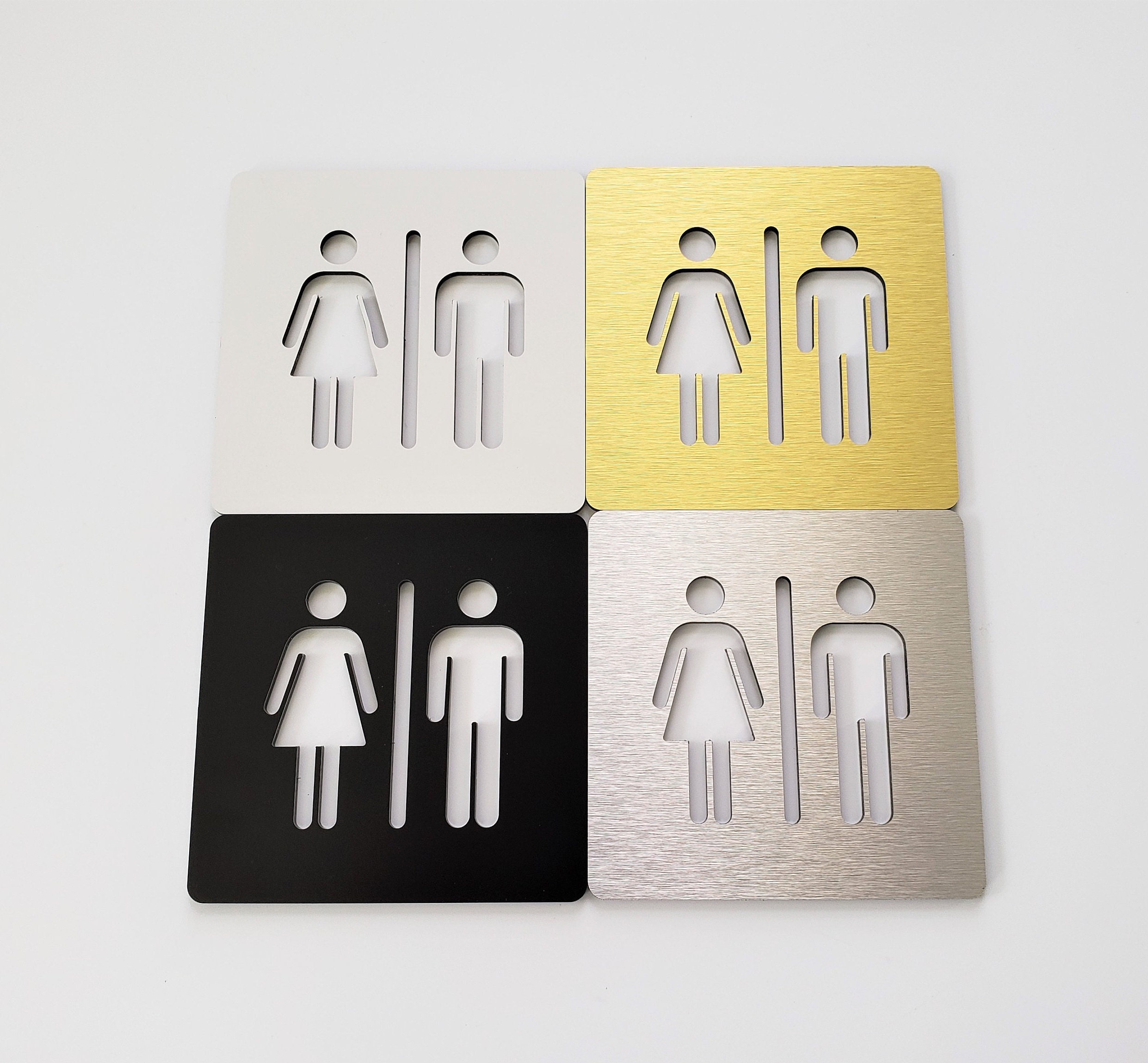 Square bathroom signs. Unisex restroom sign gold. All Gender restroom ...