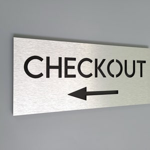 Checkout Sign With Arrow. Check Out This Way Sign. Directional Signs ...