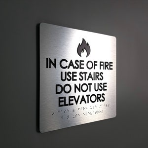 In Case of Fire Use Stairs Sign. ADA Compliant Fire Emergency Signs ...