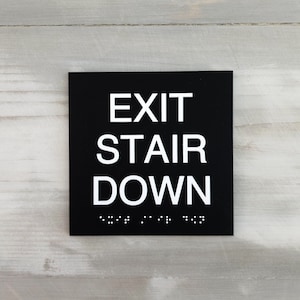 Exit Stair Down ADA Sign With Grade 2 Braille and Tactile Text. ADA ...