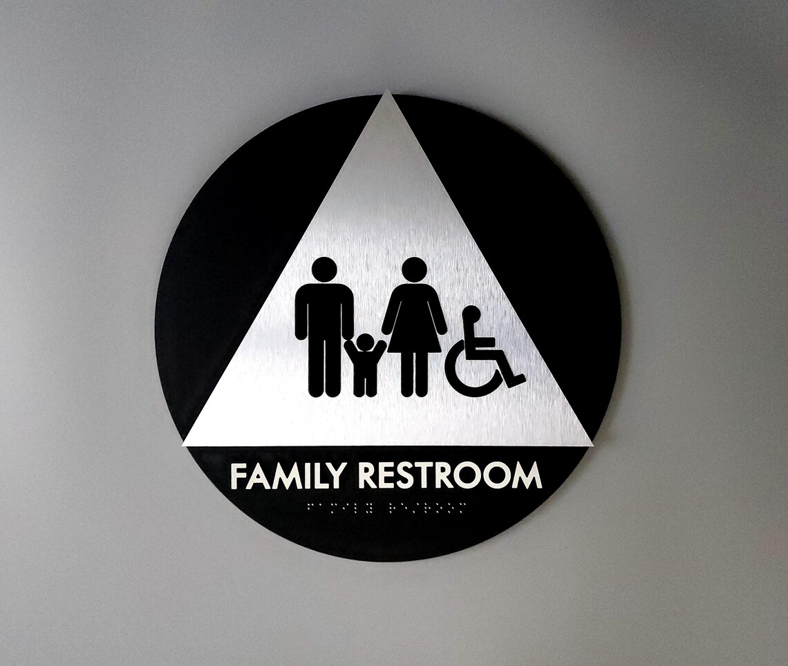 California Title 24 Family Restroom Door Sign. AB 1732 Restroom Signs ...