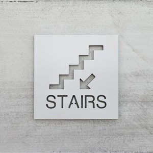 Stairs Signs With Arrows. Directional Stairs Sign. Stairway Signage ...