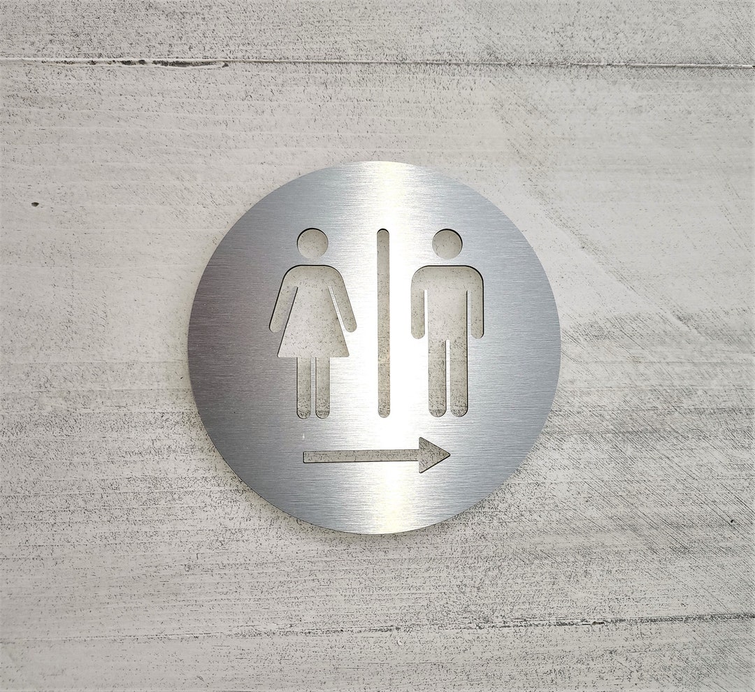 Directional Bathroom Sign With Arrow. Restroom Signs. Directional ...