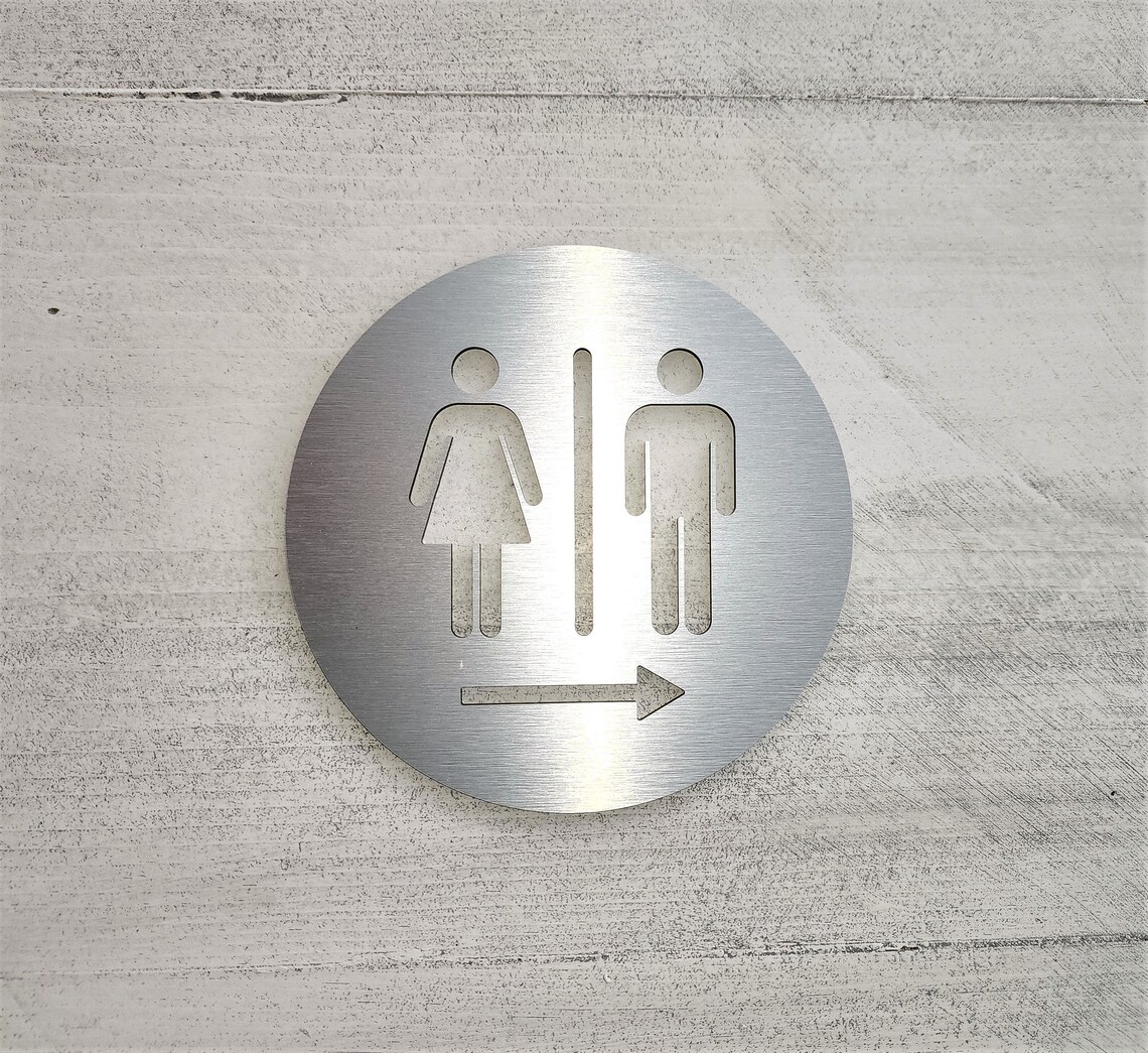 Directional Restroom Sign With Arrow. Bathroom Signs. Directional ...