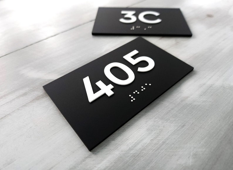 ADA Room Number Signs. Custom ADA Compliant Number Plaques. Apartment ...