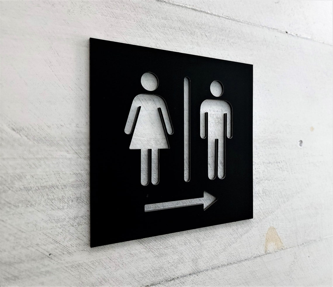 Restroom Arrow Sign. Bathroom Signs With Arrow. Directional - Etsy