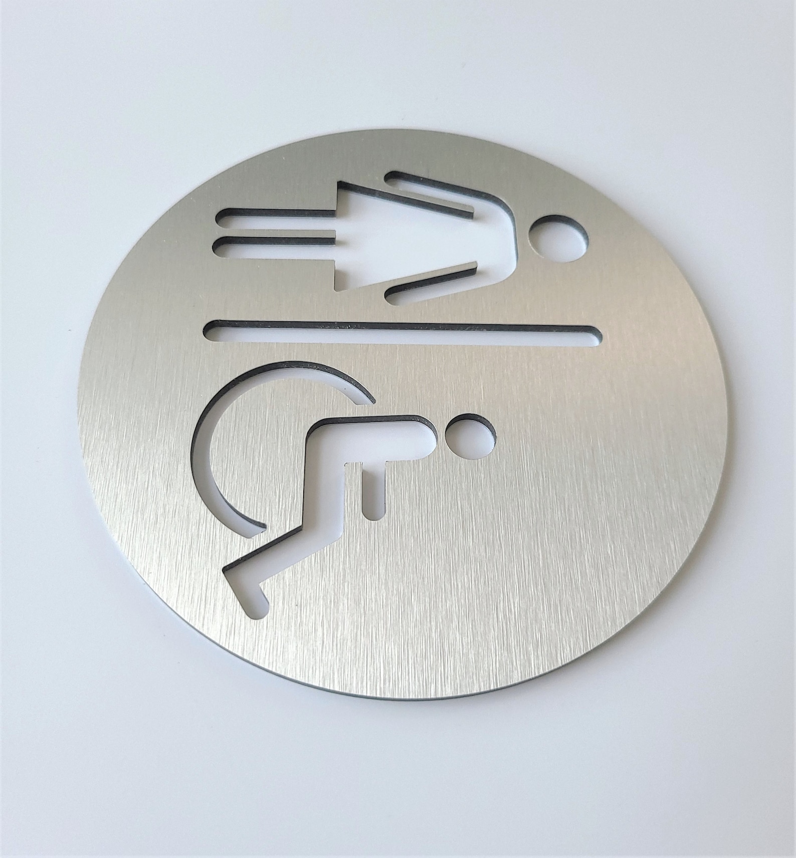 Female Restroom Sign Metal. Silver Bathroom Door Sign. Womens Toilet ...