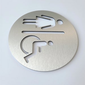 Female Restroom Sign Metal. Silver Bathroom Door Sign. Womens Toilet ...