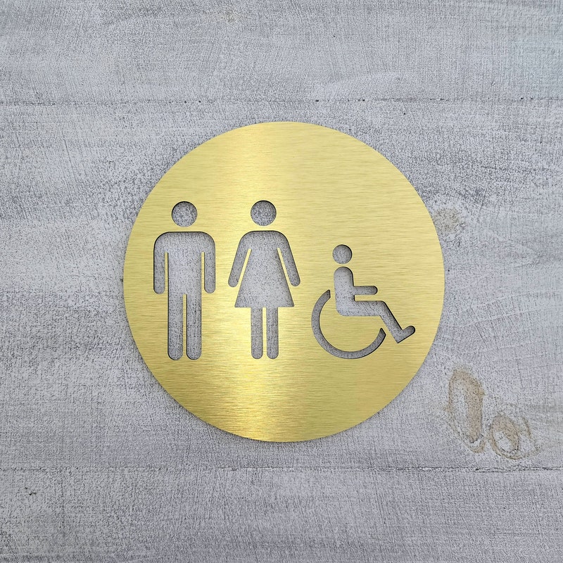 Brass Restrooms Sign - Etsy