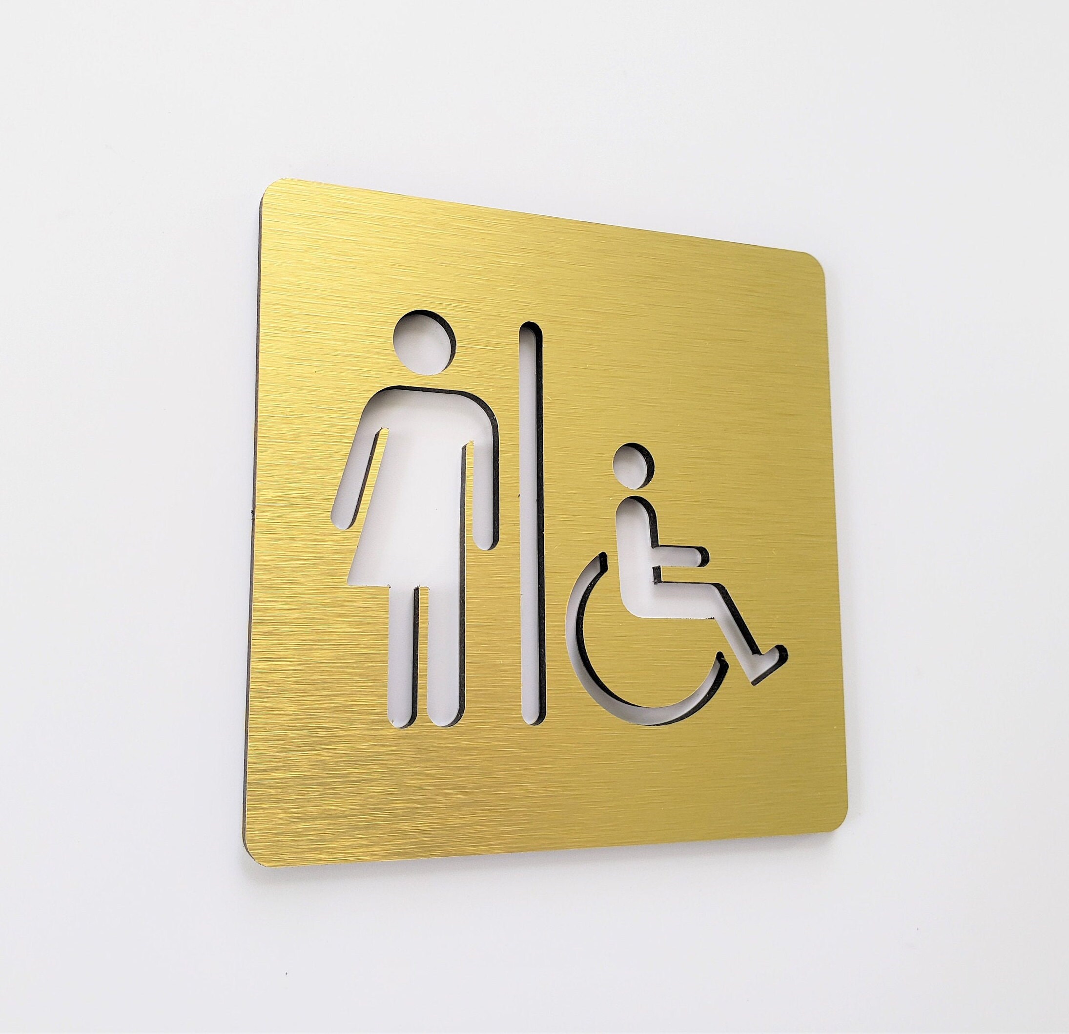 Square gender neutral bathroom sign. Unisex restroom sign. All Gender ...