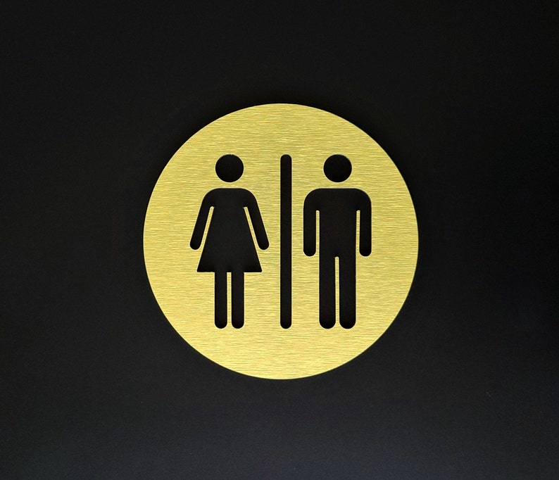 Restroom Door Sign Metal. Unisex Bathroom Sign Gold. All - Etsy