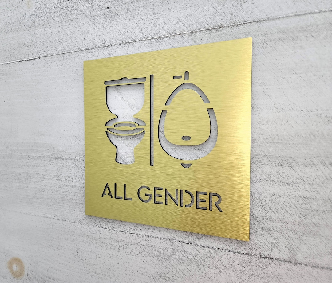 All Gender Bathroom Sign. Bathroom Signs With Urinal Symbol. Unisex ...