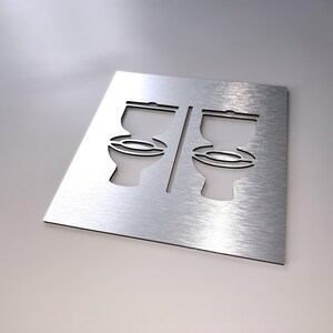 Restroom Sign With 2 Toilet Symbols. Square Bathroom Signs. Unisex. All ...