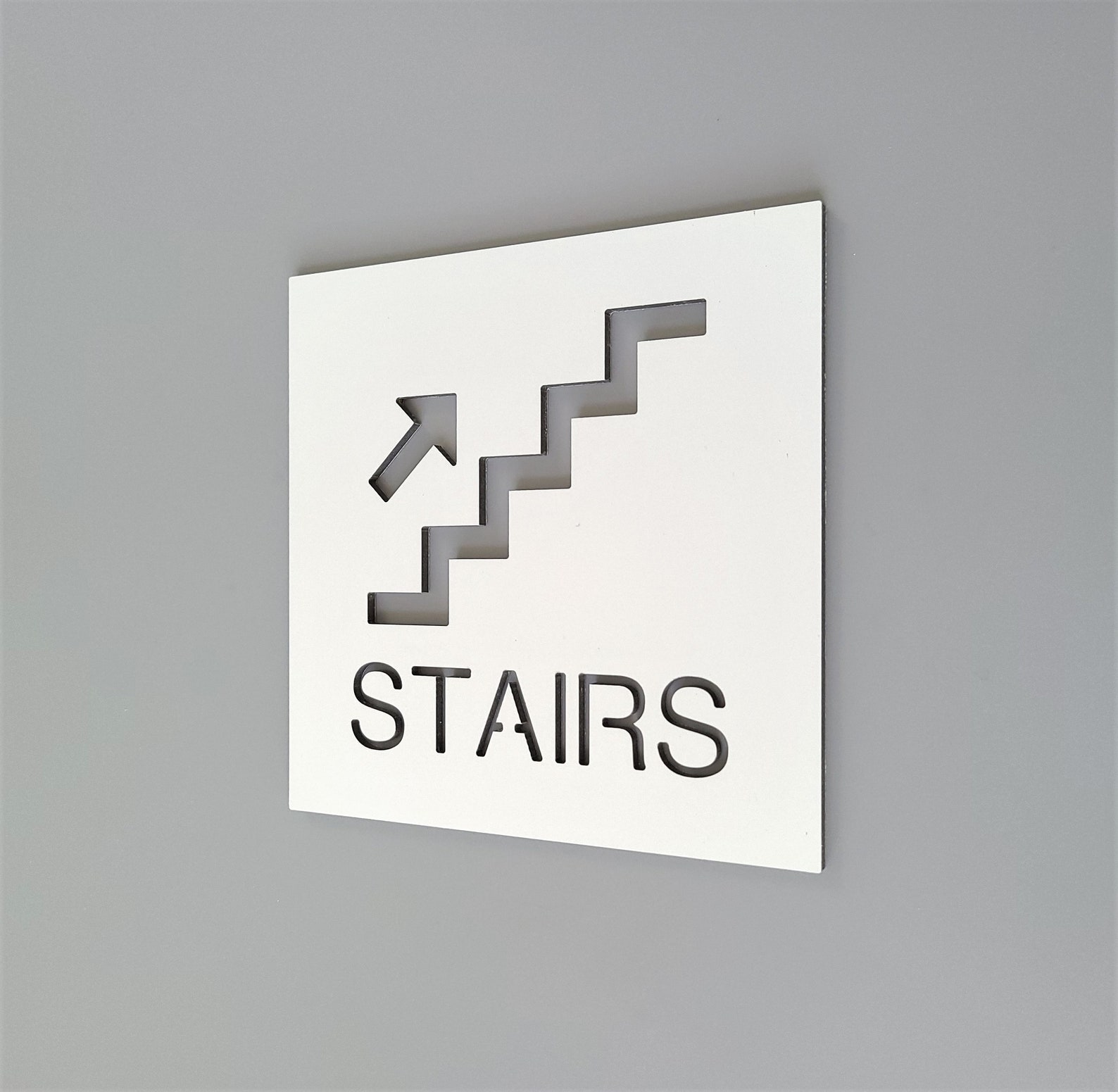 Stairs Signs With Arrows. Directional Stairs Sign. Stairway Signage ...