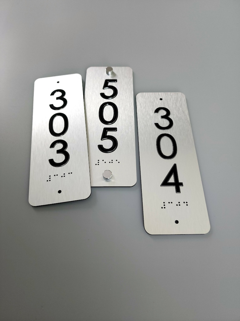Custom Vertical ADA Room Number Signs. Tactile Grade 2 Braille Door ...