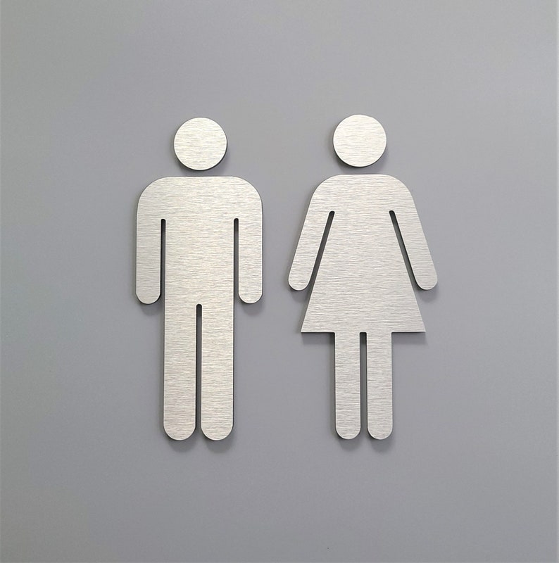 Male Female Bathroom Figures - Set of 2. Restroom Door Sign. Metal ...