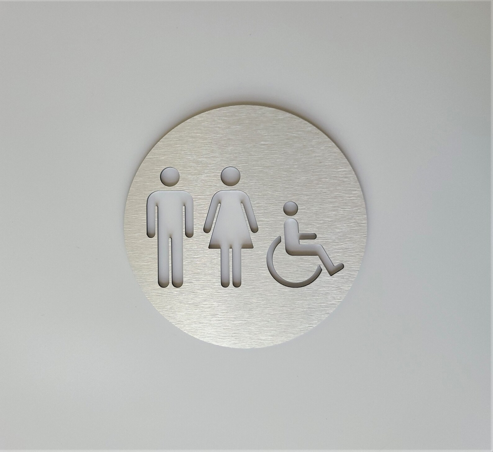 Silver Bathroom Sign. All Gender Restroom Sign. Unisex Toilet. Modern ...