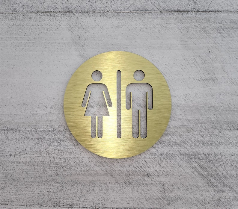 Restroom Door Sign Metal. Unisex Bathroom Sign Gold. All - Etsy Canada
