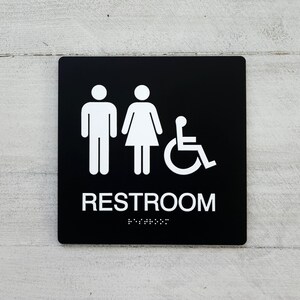 ADA Compliant All Gender Restroom Sign. Handicap Accessible Unisex ...
