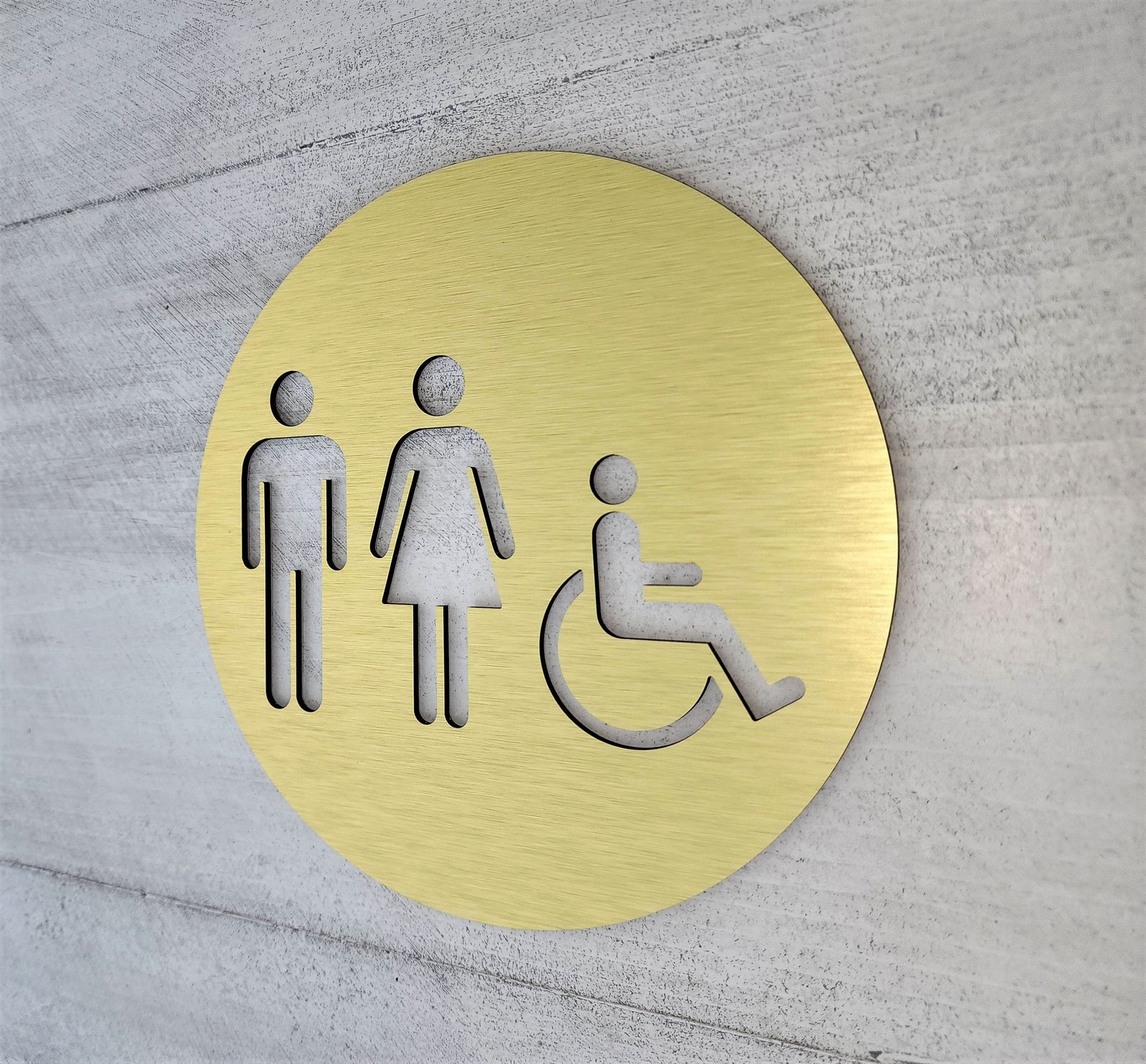 Gold Bathroom Sign. All Gender Restroom Door Sign. Unisex Toilet ...