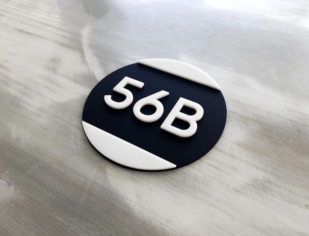 Black Acrylic Number Sign. Apartment Numbers. Round Door Numbers ...