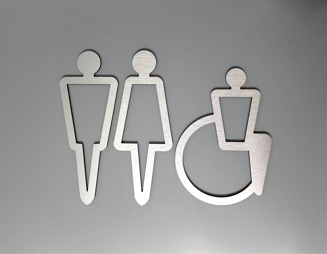 Set of 3 Modern Bathroom Figures. Man and Woman Cutout Symbols - Etsy