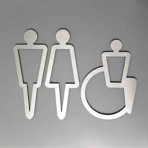 Set of 3 Modern Bathroom Figures. Man and Woman Cutout Symbols for ...