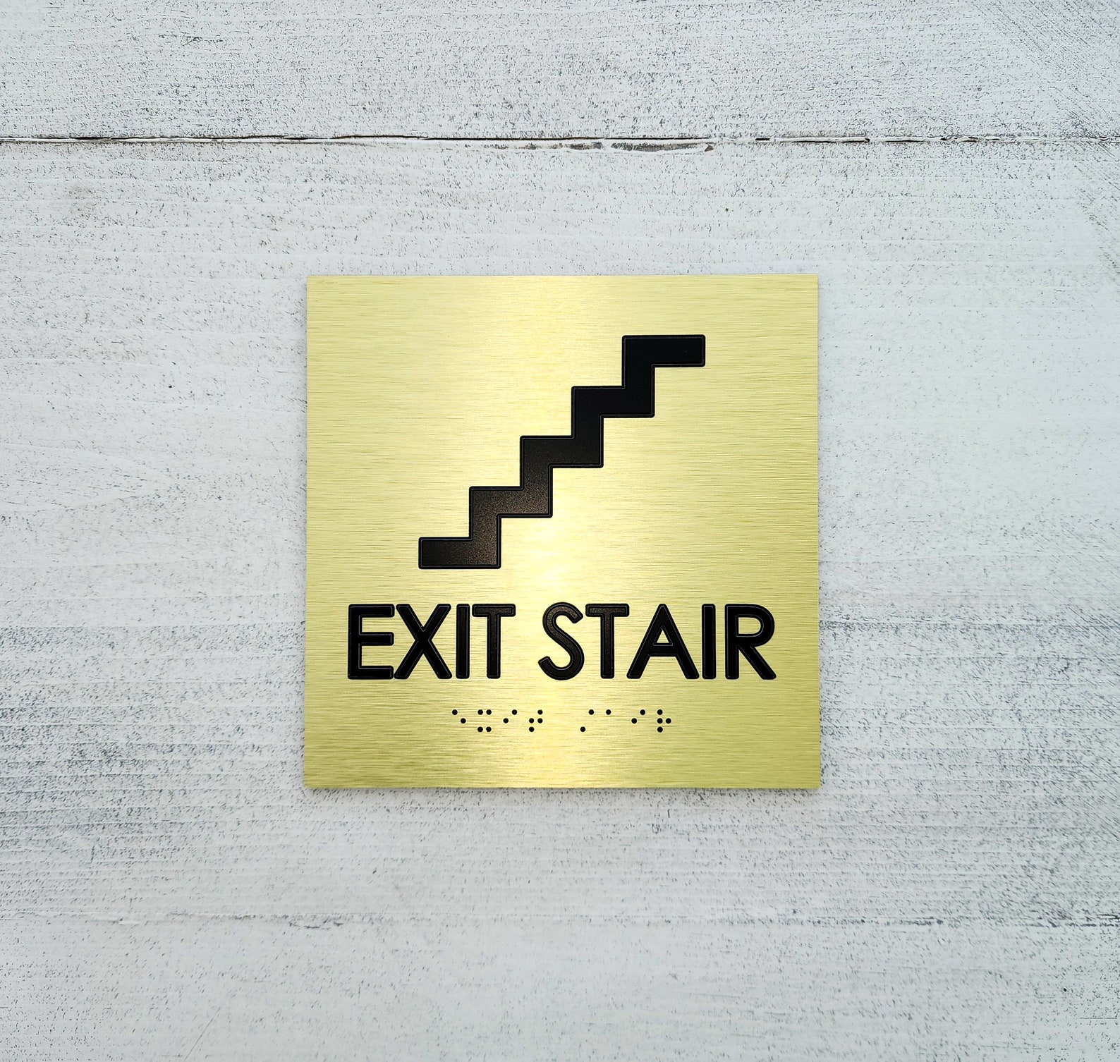 Exit Stairs Sign With Grade 2 Braille and Tactile Text. ADA Compliant ...