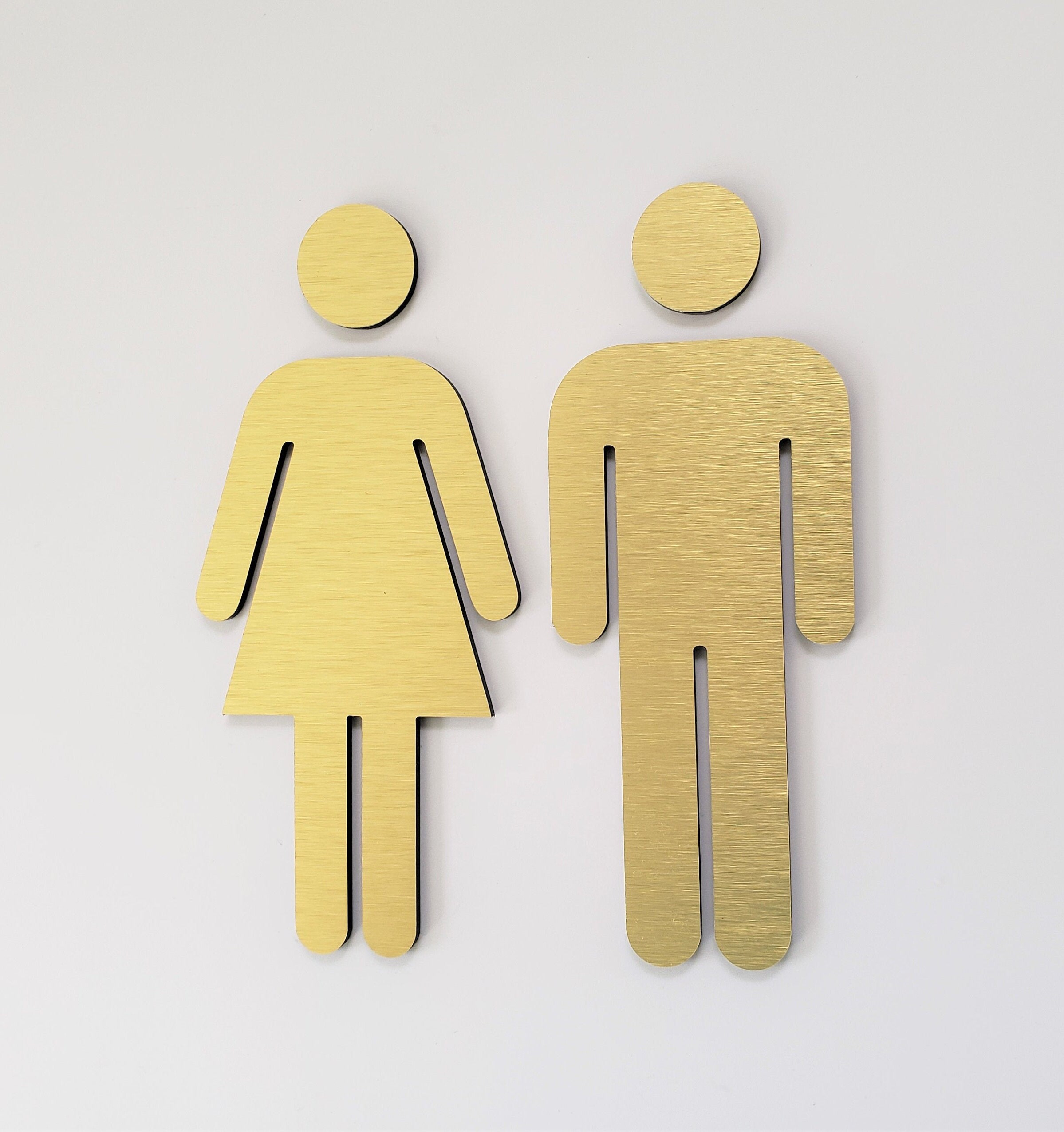 Male Female bathroom figures - set of 2. Restroom door sign. Metal ...