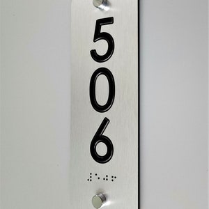 Custom Vertical ADA Room Number Signs. Tactile Grade 2 Braille Door ...