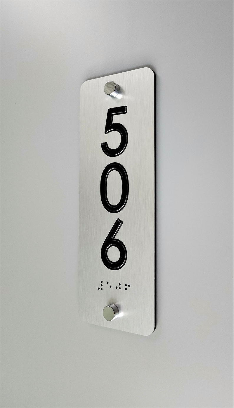 Custom Vertical ADA Room Number Signs. Tactile Grade 2 Braille Door ...