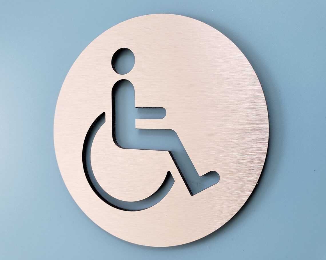 Metal Handicap Door Sign. Handicapped Restroom Sign. Bathroom. Toilet ...