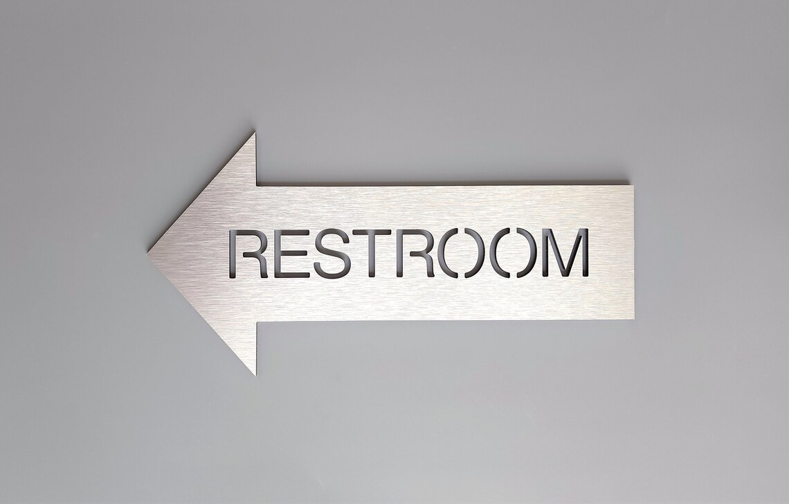Restroom Sign With Arrow. Bathroom Signs. Wayfinding Sign. - Etsy