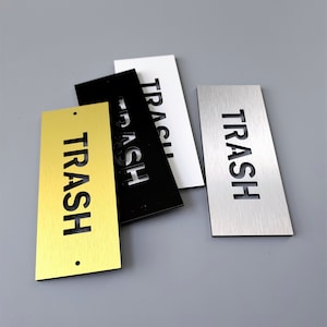 Trash and Recycle Signs With Bold Letters. Garbage Can Label. Trash Can ...