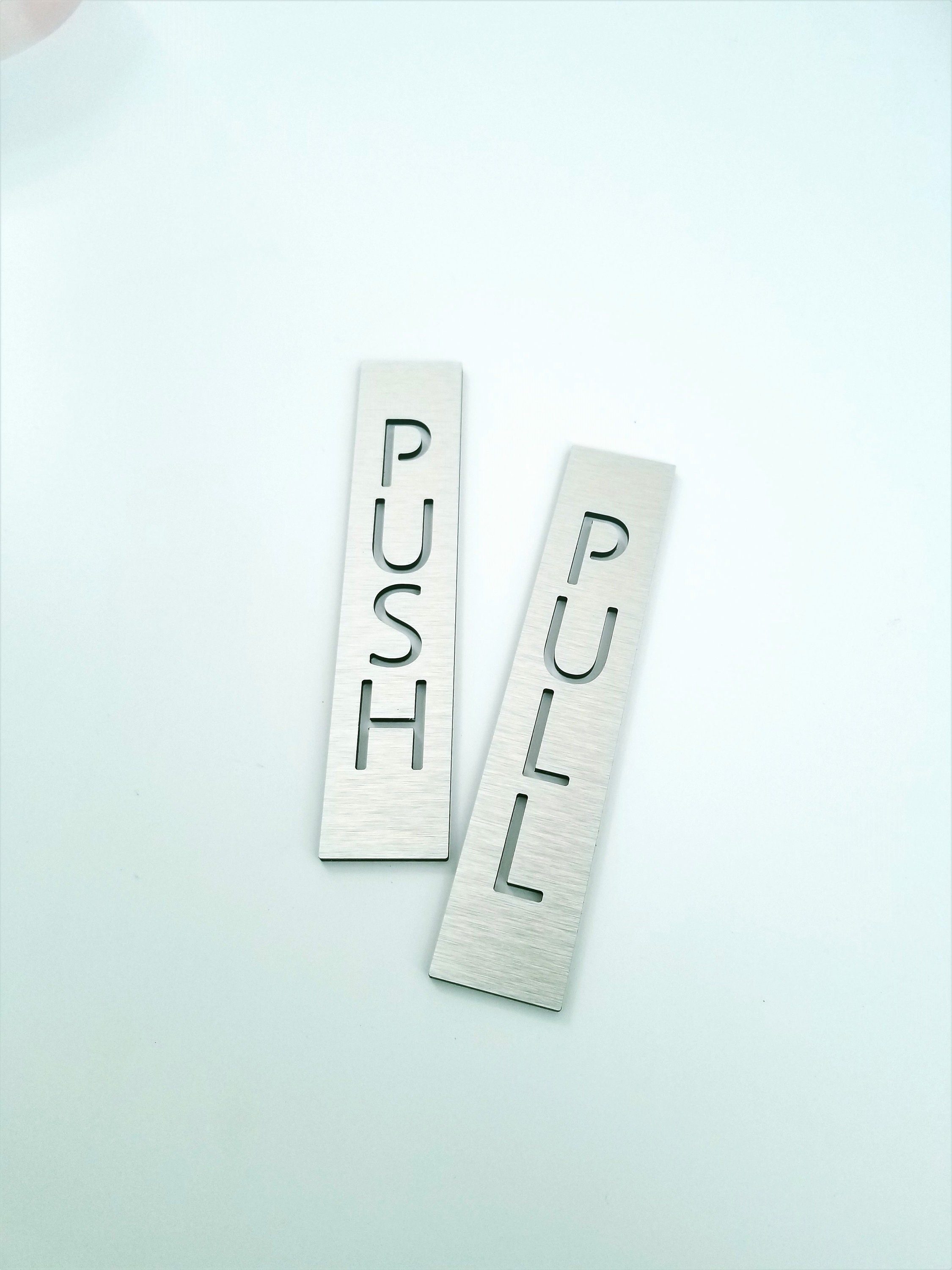 PUSH and PULL door signs. Set of 2 Push/Pull metal stickers. Push Pull ...