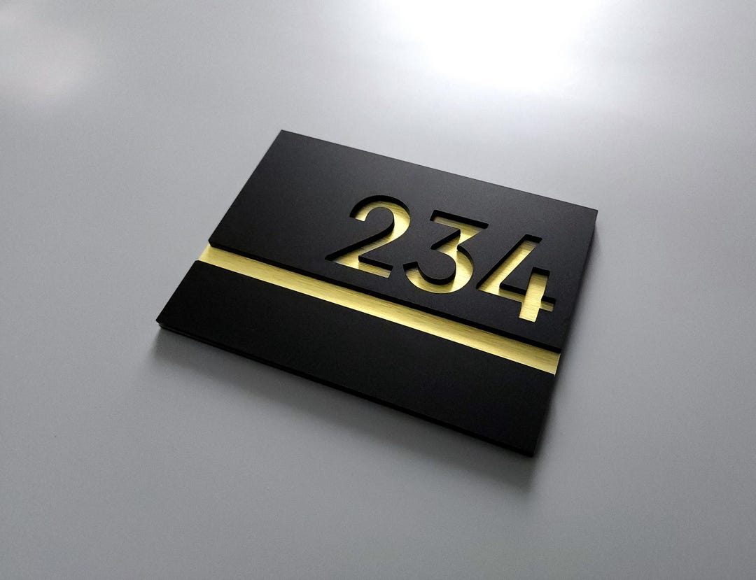 Black Acrylic Hotel Room Numbers. Apartment Number Signs. Modern Door ...